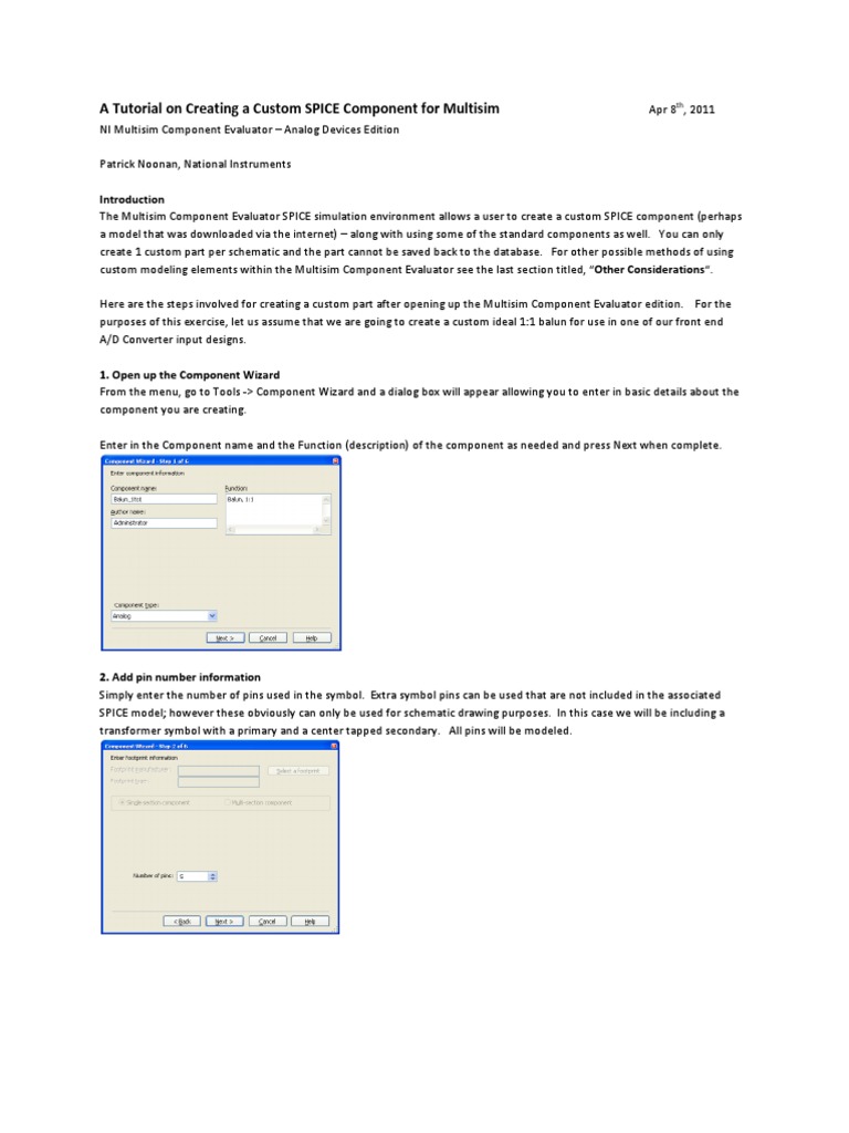 A Tutorial On Creating A Custom SPICE Component For Multisim - Apr 8th ...