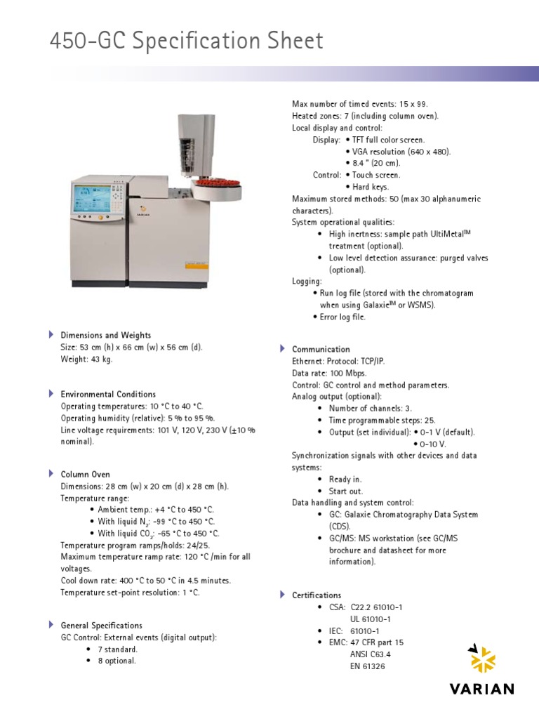 GC 450 Specifications Overview | PDF | Science & Mathematics ...