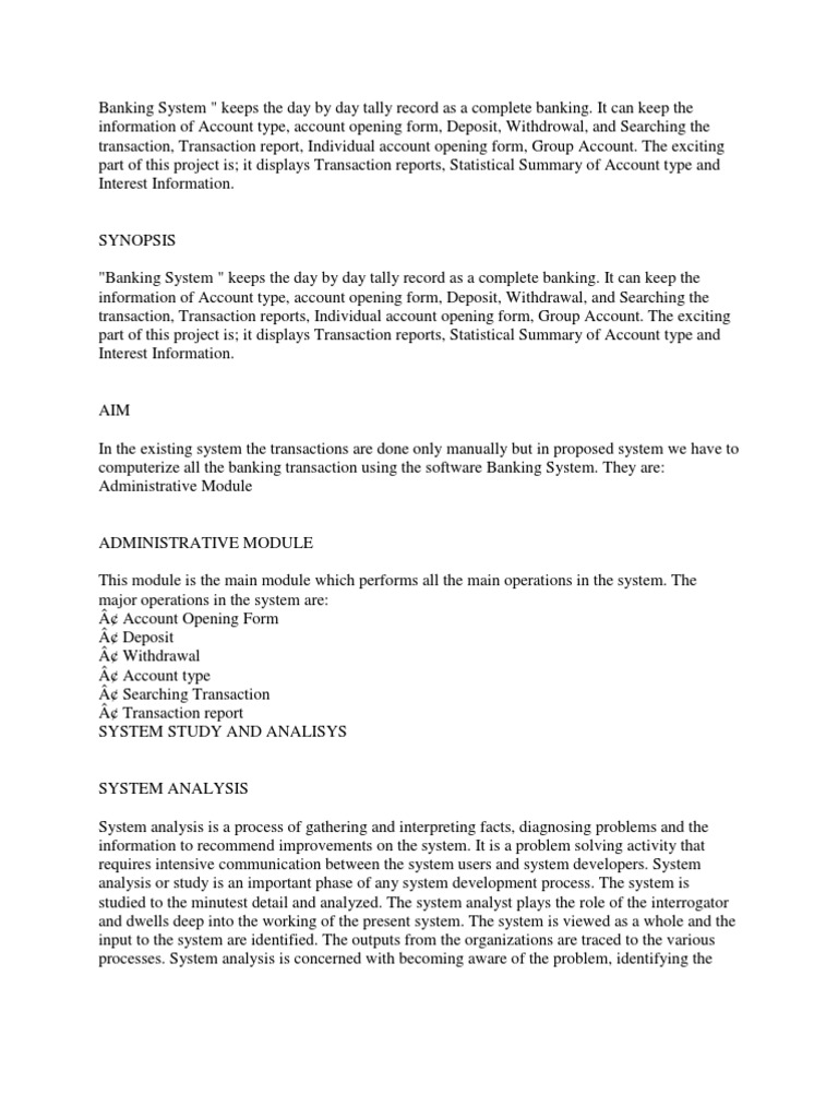 Banking System Project | PDF | Relational Database | Databases