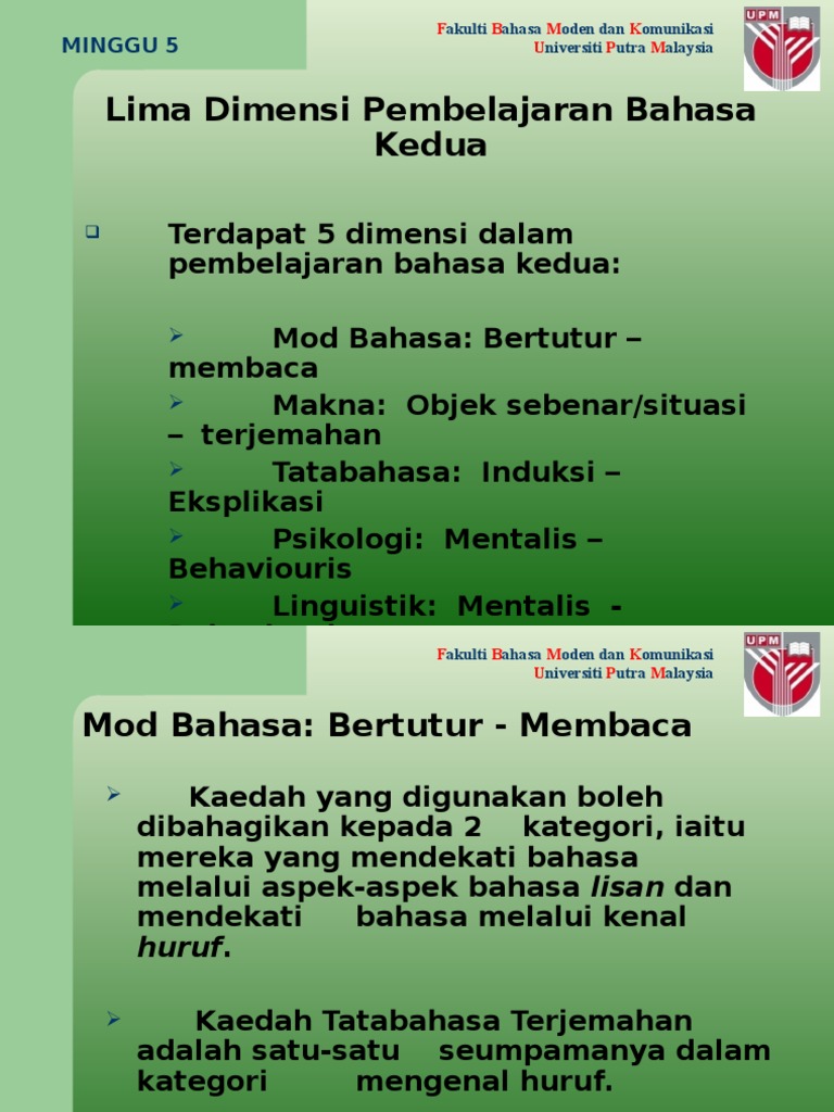 M5 Lima Dimensi Pembelajaran Bahasa-3 VJ - PPT | PDF