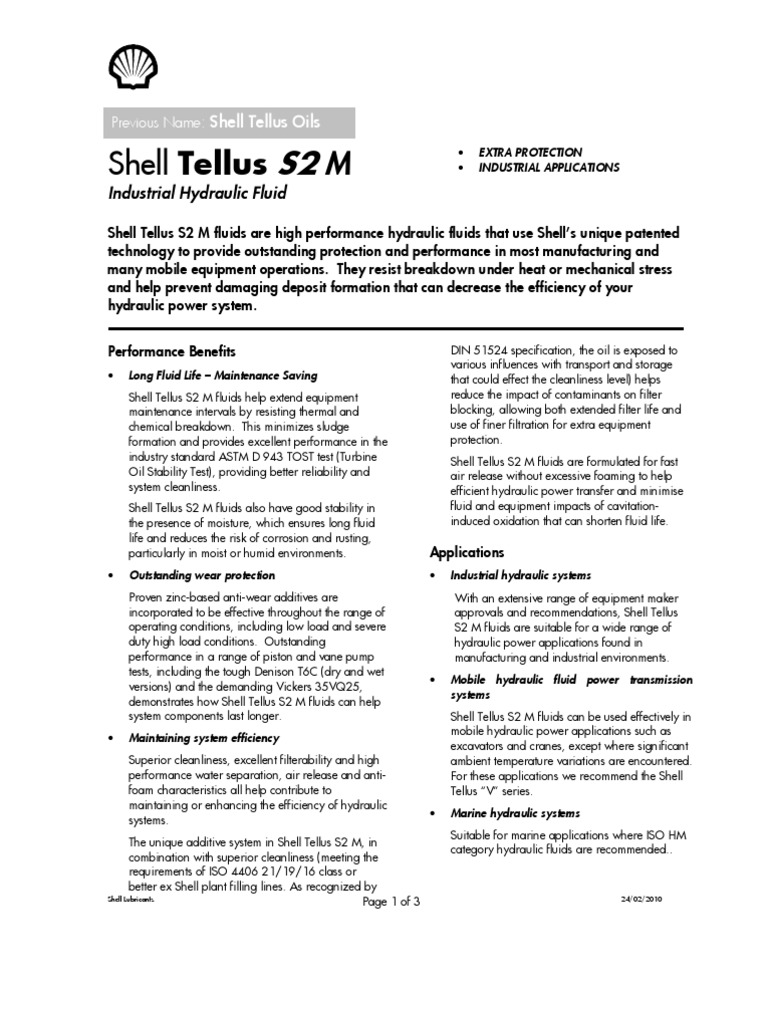 Shell Tellus S2 M Industrial Hydraulic Fluid: High Performance ...