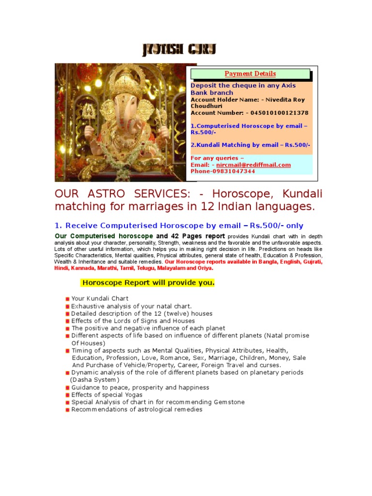 Jyotish Shastra, Horoscope, Kundali Matching, Match Making | PDF ...