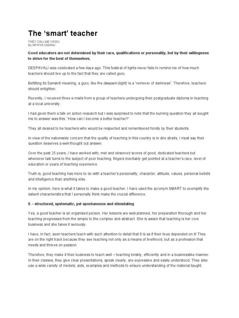 The 'Smart' Teacher | PDF | Teachers | Cognition