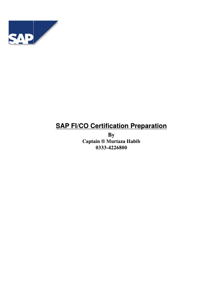 Sap Fico Certification Preparation