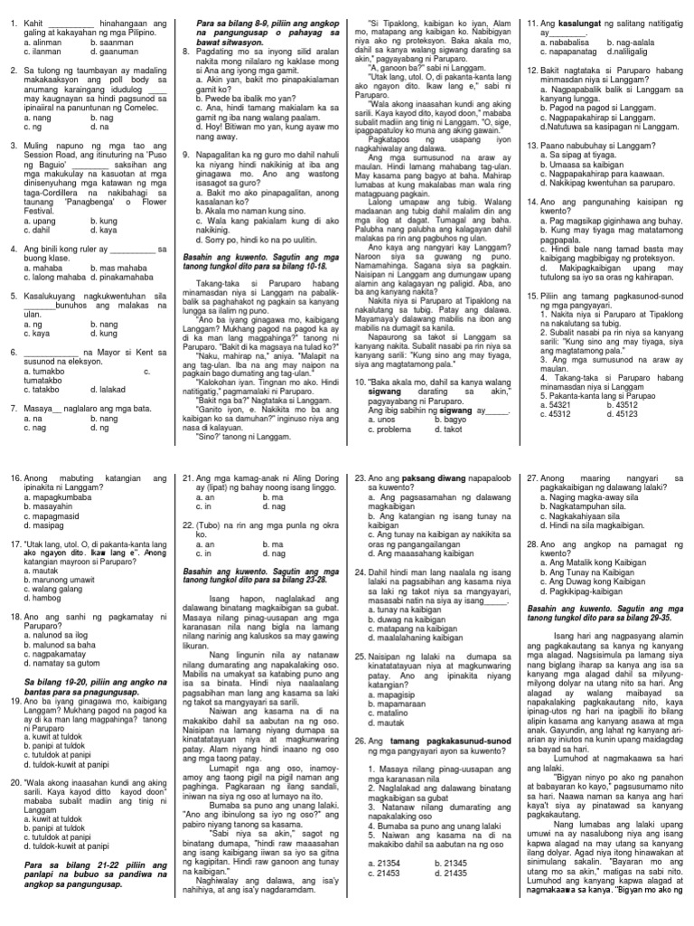 Filipino VI NAT Parallel | PDF