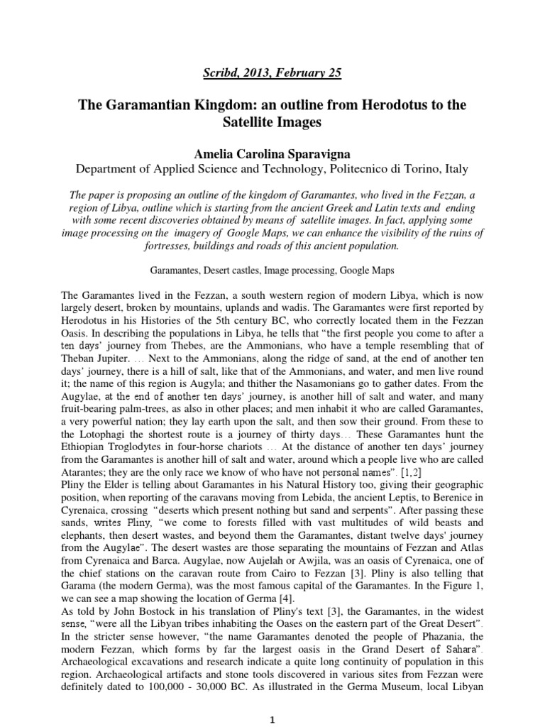 The Garamantian Kingdom - An Outline From Herodotus To The Satellite ...