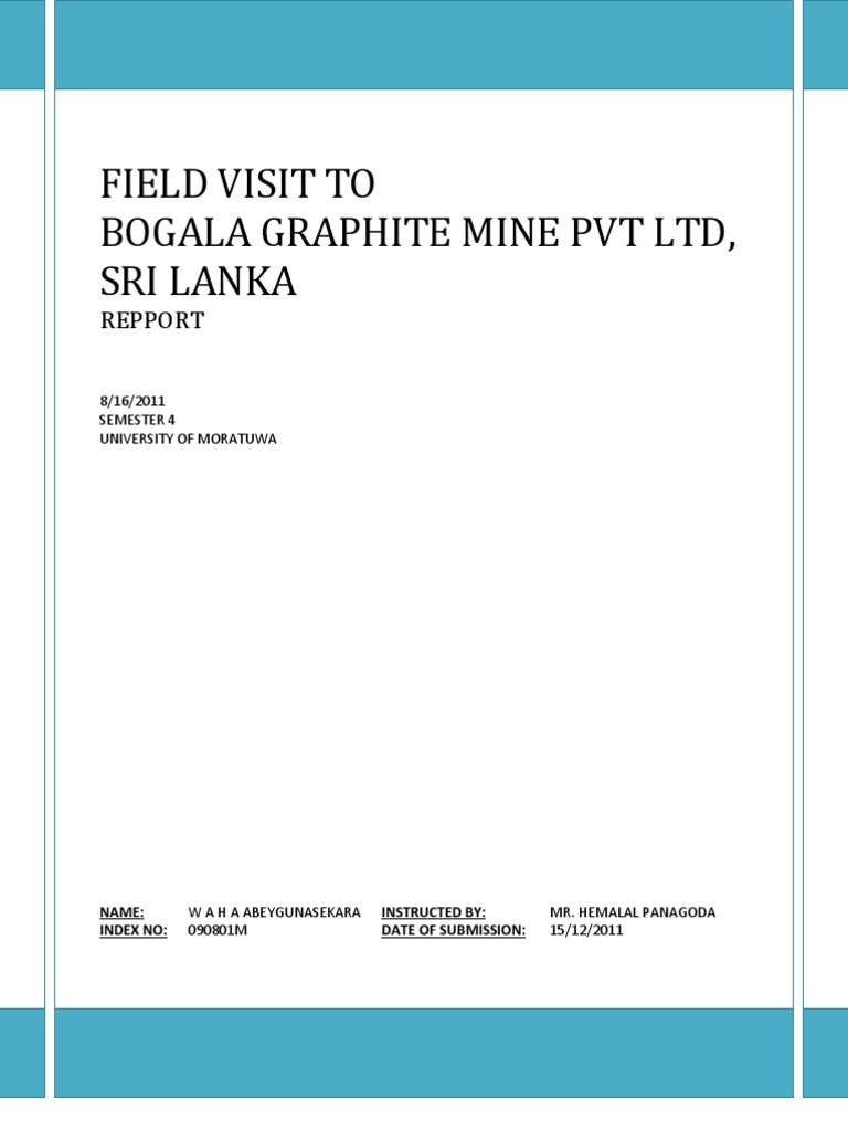 Field Visit To Bogala Graphite Mine PVT LTD | PDF | Graphite | Mining