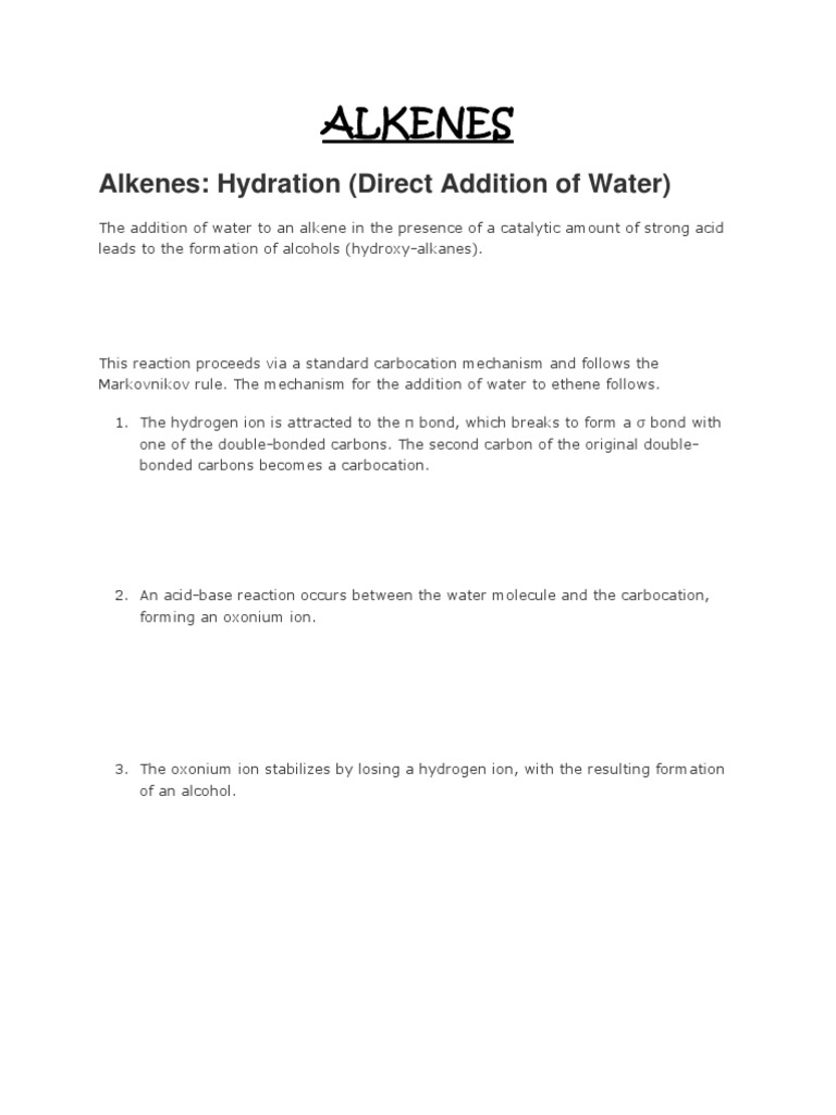 Organic Chemistry: Alkene Notes | PDF | Alkene | Hydrogenation