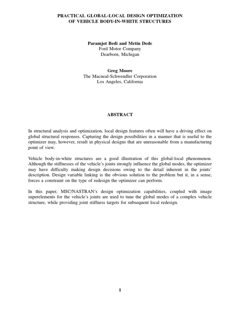 Biw Structural Design | PDF | Mathematical Optimization | Stiffness