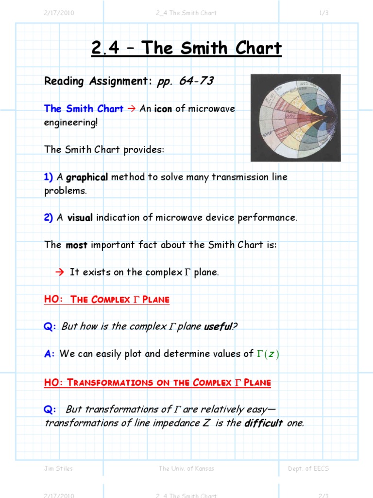 2 4 The Smith Chart Package | PDF | Electrical Impedance | Transmission ...