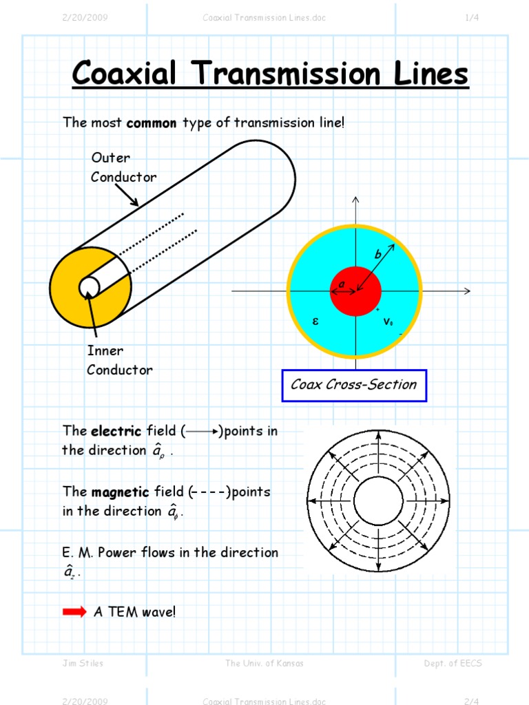 Coaxial Transmission Lines | PDF | Coaxial Cable | Transmission Line