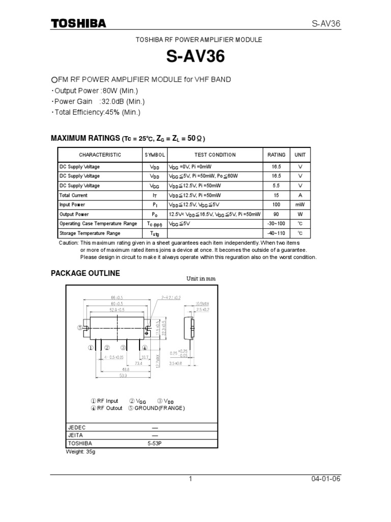 S-AV36 Datasheet | PDF | Reliability Engineering | Amplifier