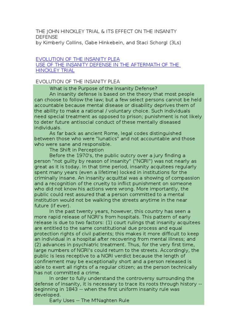 Insanity Defense | PDF | Insanity Defense | Burden Of Proof (Law)