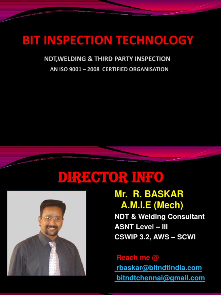 NDT INTR - BIT Inspection Technology | PDF | Nondestructive Testing ...