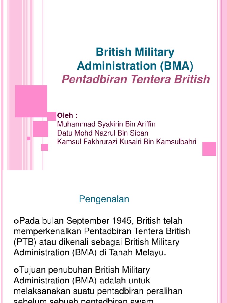 British Military Administration (BMA) Pentadbiran Tentera | PDF