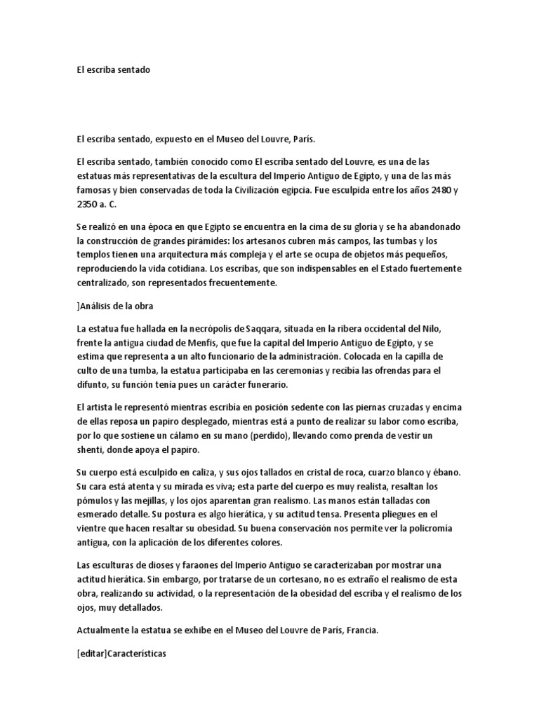 El Escriba Sentado | PDF | Antiguo Egipto | Artes (general)