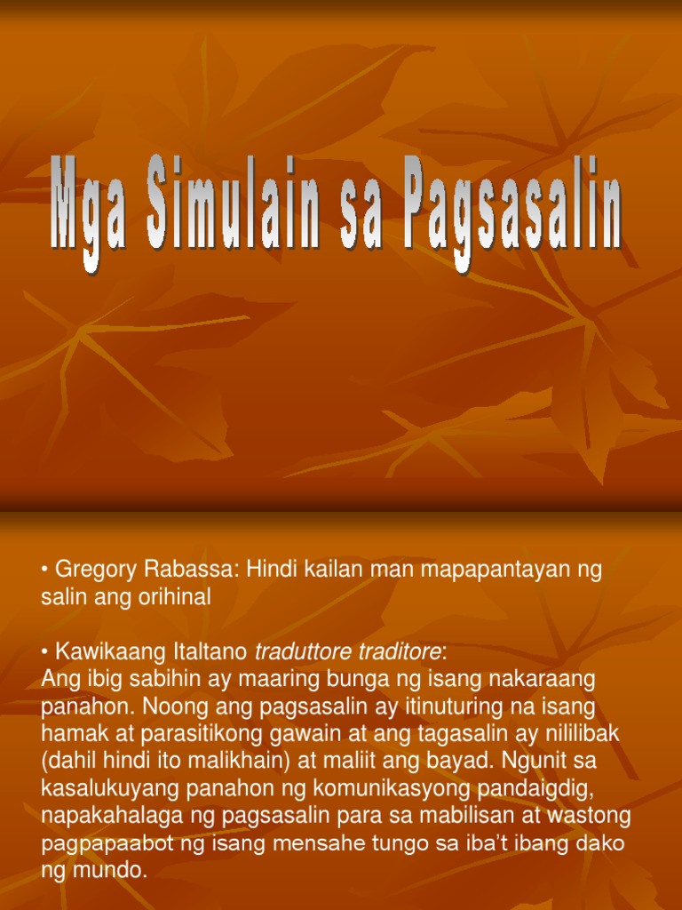 Mga Simulain Sa Pagsasalin | PDF