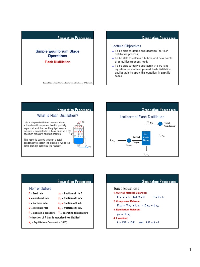 02 ChE421 - Flash Distillation | PDF | Distillation | Unit Operations