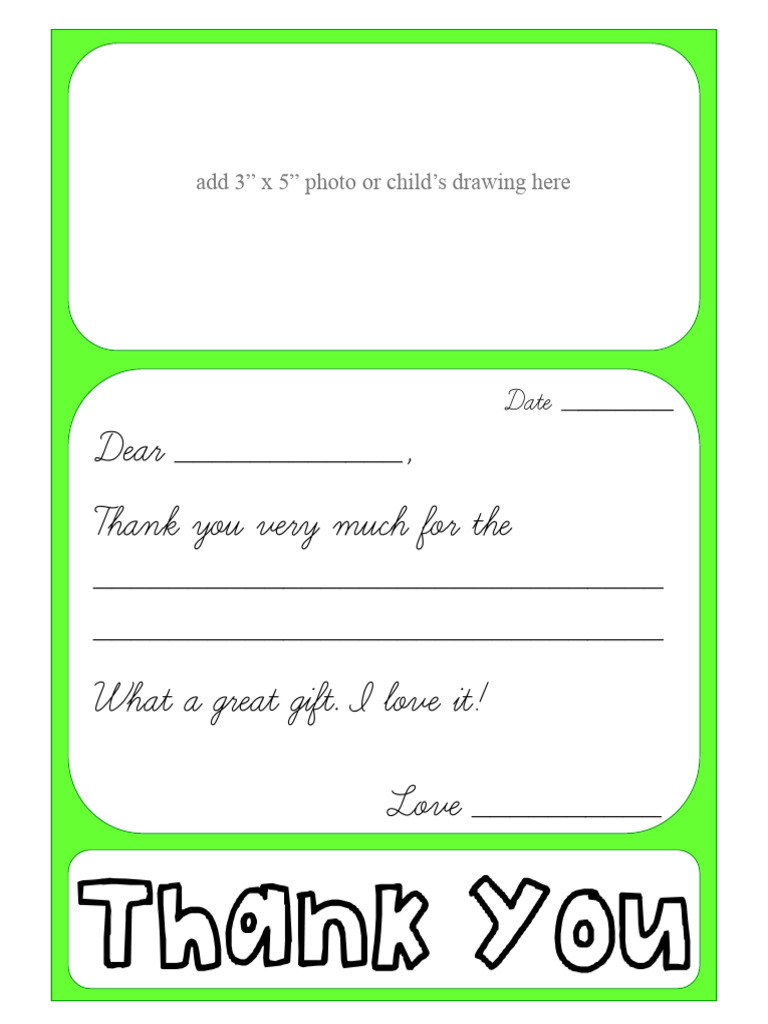 Kids Coloring Page Thank You Note - Green | PDF | Home & Garden