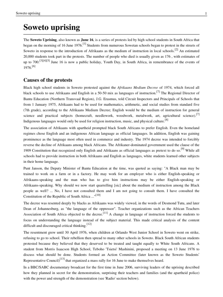 Soweto Uprising | PDF | South Africa | Apartheid