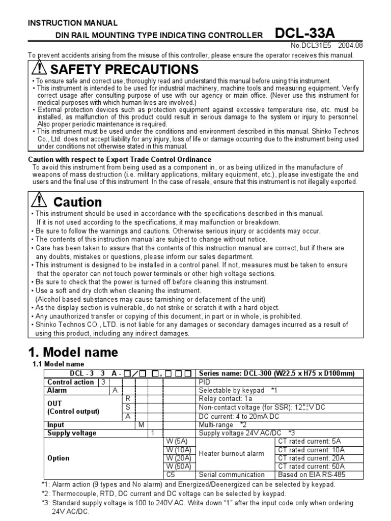 DCL 33AInstructionManual | PDF | Power Supply | Thermocouple