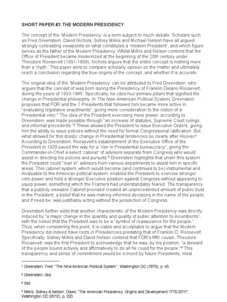The Concept of The Modern Presidency | PDF | Presidents Of The United ...