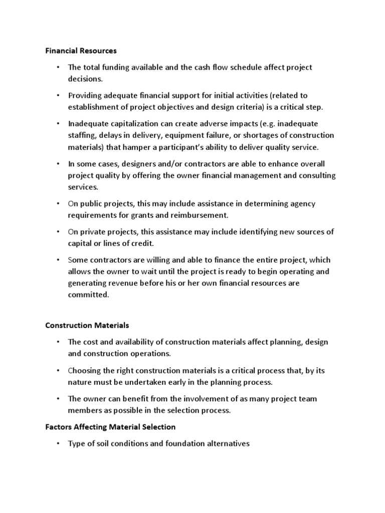 Financial Resources Construction Management | PDF | Construction ...