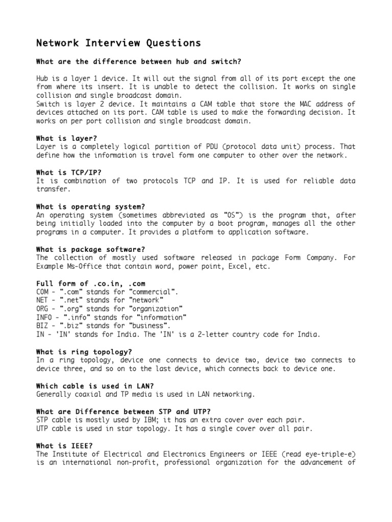 Networking Questions.pdf | Ip Address | Computer Network