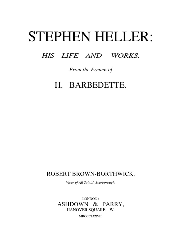 Stephen Heller His Life and Works. | PDF | Frédéric Chopin | Robert ...