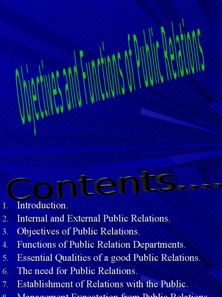 Objectives and Functions of Public Relations | PDF | Public Relations ...