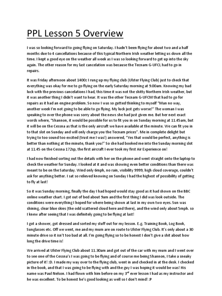 PPL Lesson 5 Overview | PDF | Aircraft | Aviation