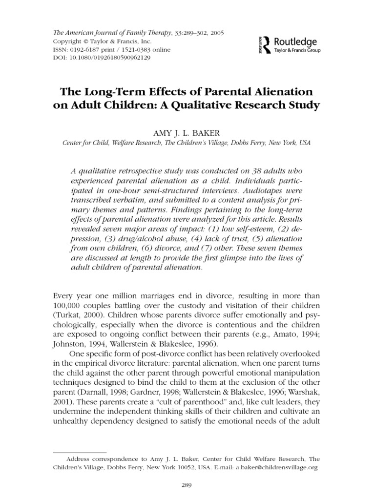 Long Term Effects of Parental Alienation On Adult Children by Dr. Amy J ...