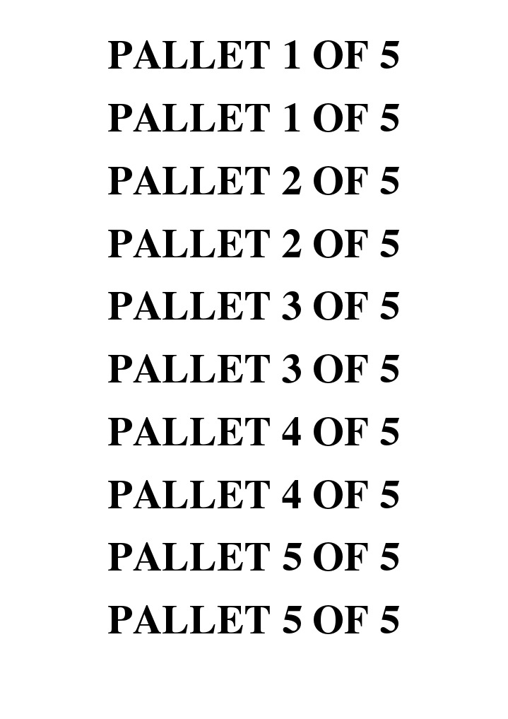 Pallet 1 of 5 Pallet 1 of 5 Pallet 2 of 5 Pallet 2 of 5 Pallet 3 of 5 ...