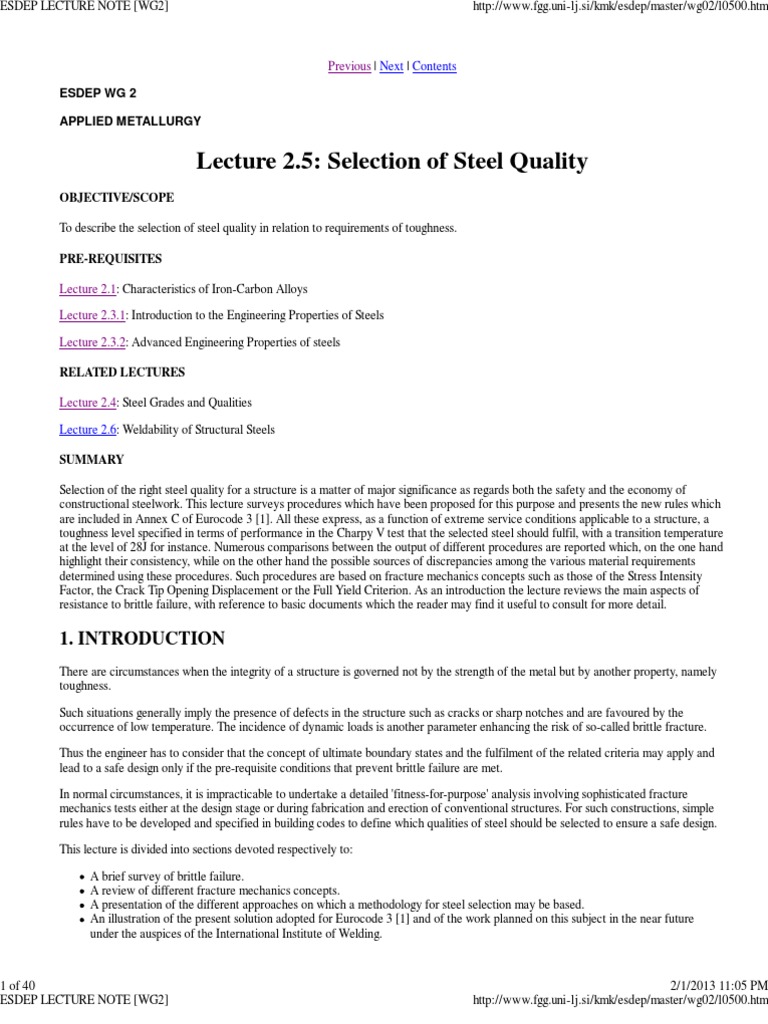 Selection of Steel Quality | PDF | Fracture Mechanics | Fracture