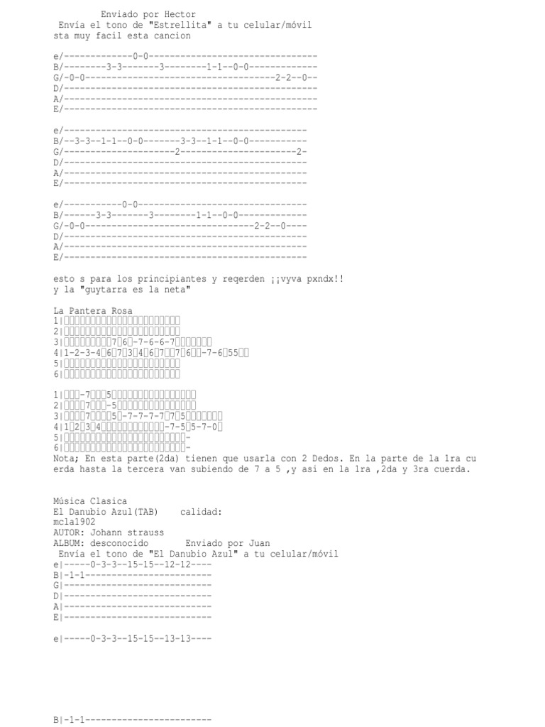 Canciones Infantiles, Estrellita Tablatura para Guitarra | PDF ...