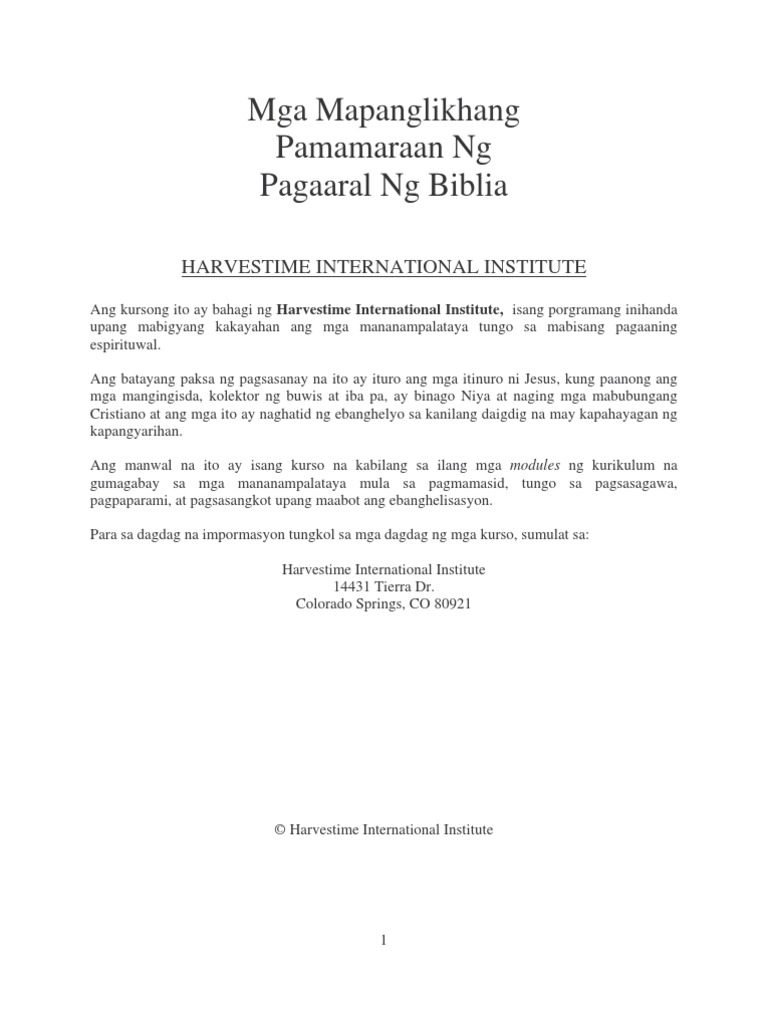 Creative Bible Study Tagalog | PDF