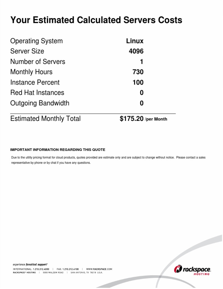 Estimated Server Costs Breakdown | PDF