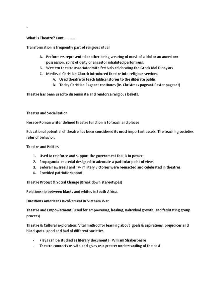 Theatre Appreciation Notes | PDF | Tragedy | Theatre