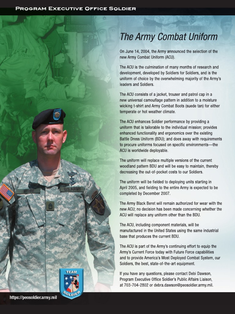 Transition to Army Combat Uniform (ACU) | PDF | Dress Codes | Military ...