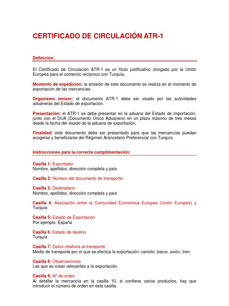 Cómo Rellenar Un ATR | PDF | aduana | Exportaciones