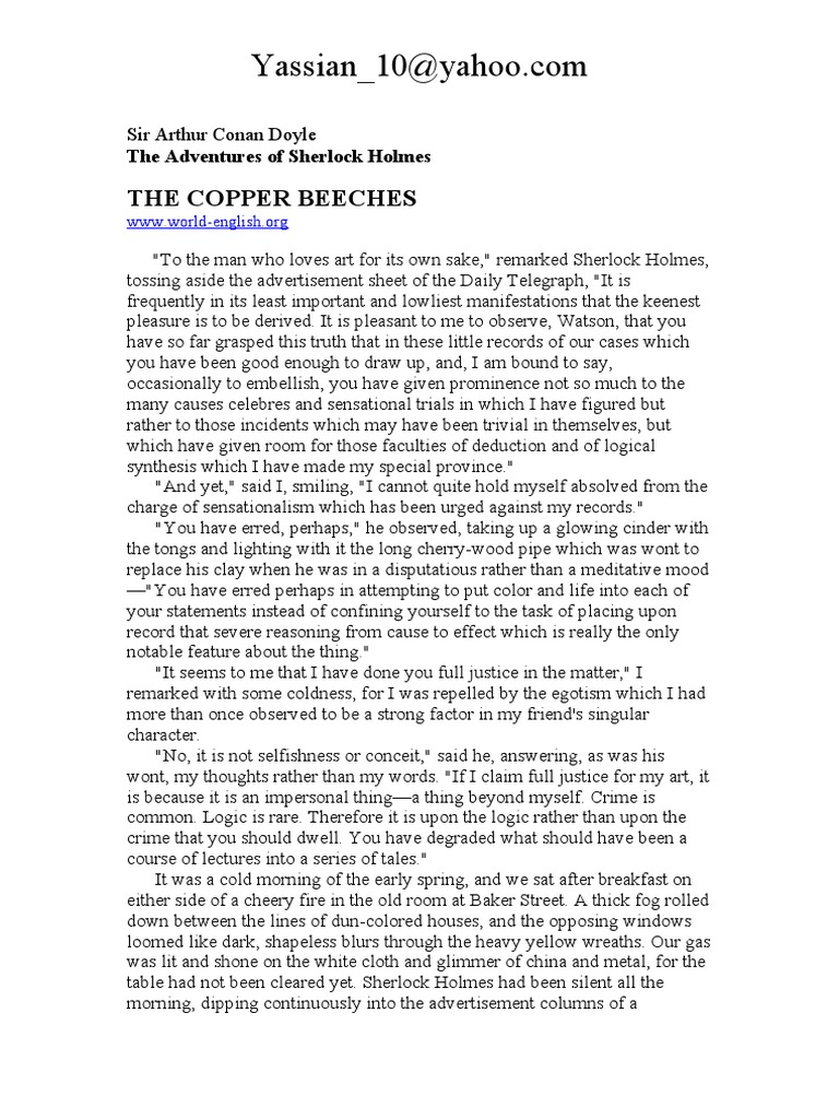 Holmes Copper Beeches | PDF | Sherlock Holmes | Dr. Watson