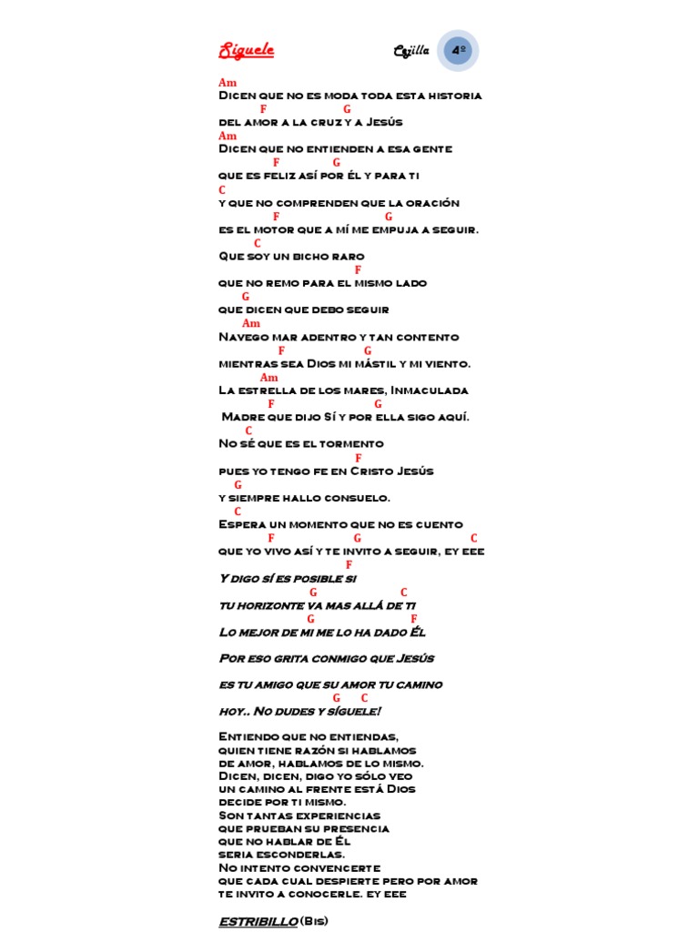 Acordes y letra de "Síguele" | PDF | Religión y creencia