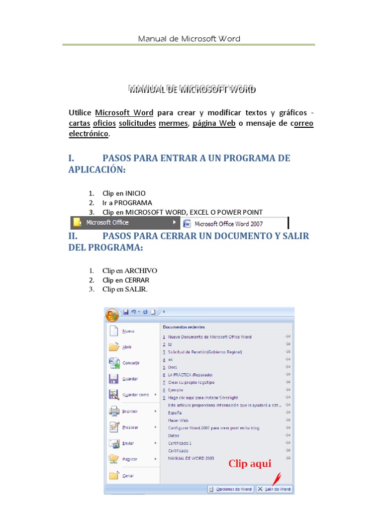 Manual de Microsoft Word 2007 | PDF | Microsoft Word | Microsoft