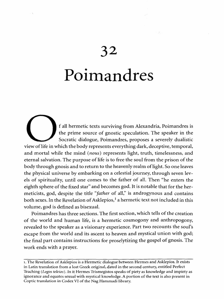 Hermetic Literature Poimandres Summary 10 Pages | PDF | Hermeticism | Eros
