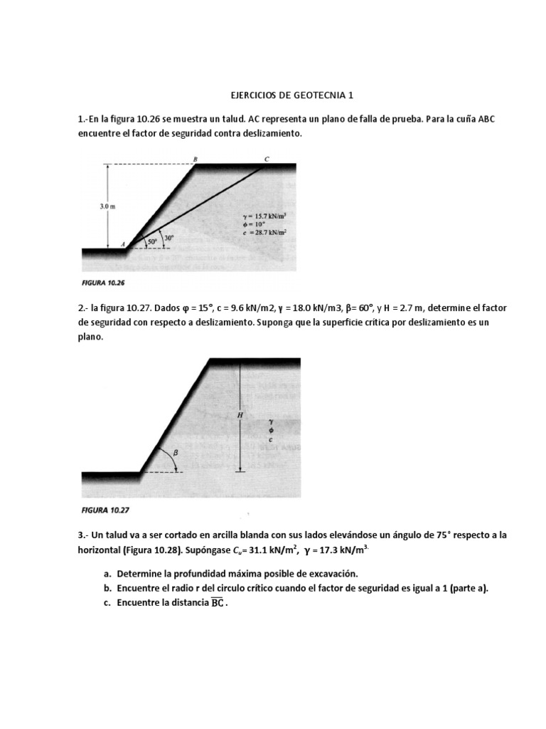 Ejercicios de Geotecnia 1 | PDF | Excavación (Arqueología) | Fundación ...