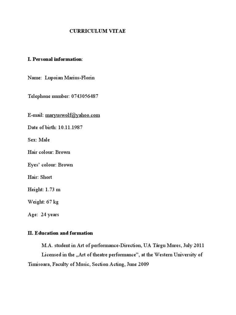 CV Marius Lupoian 12.12.2012 - en | PDF | Leisure