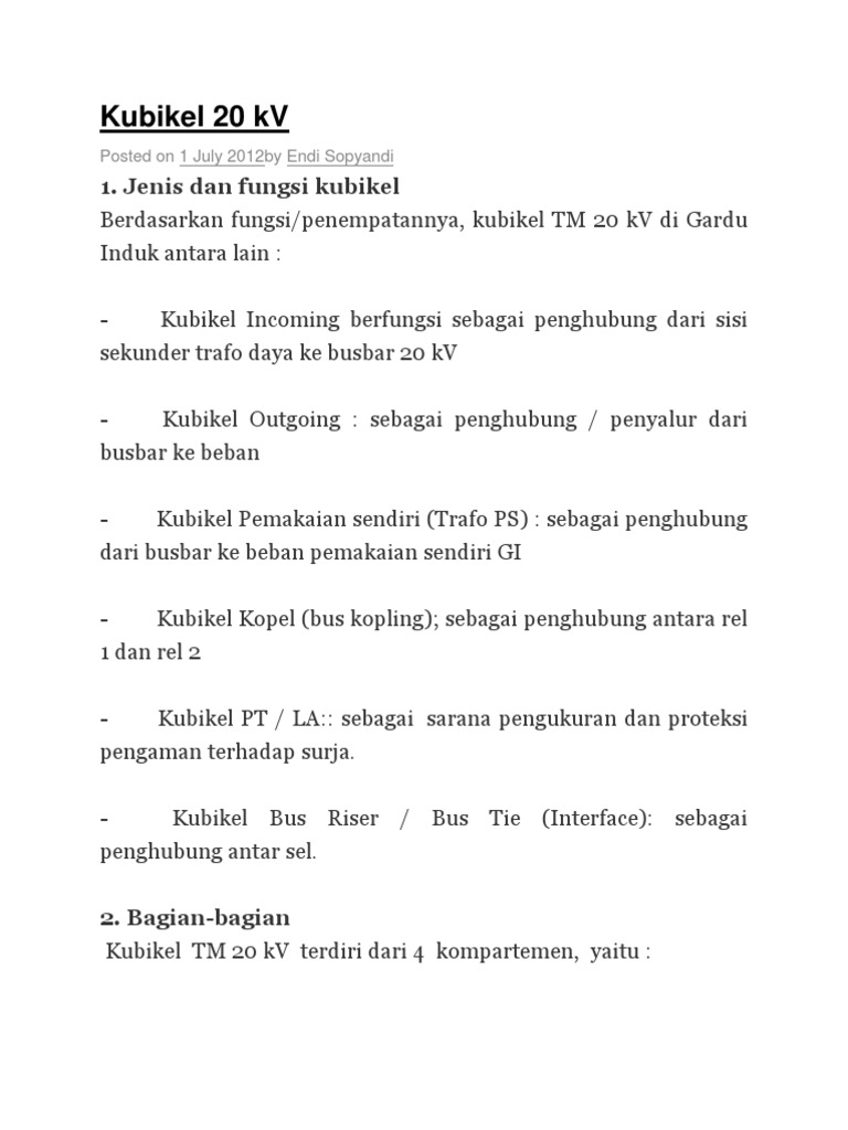 Pengantar Sistem Kubikel 20 kV | PDF