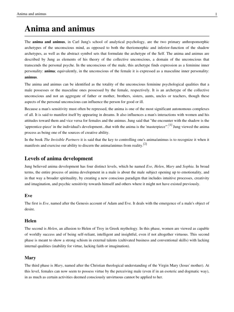 Anima and Animus | PDF | Psychological Concepts | Psychoanalytic Schools