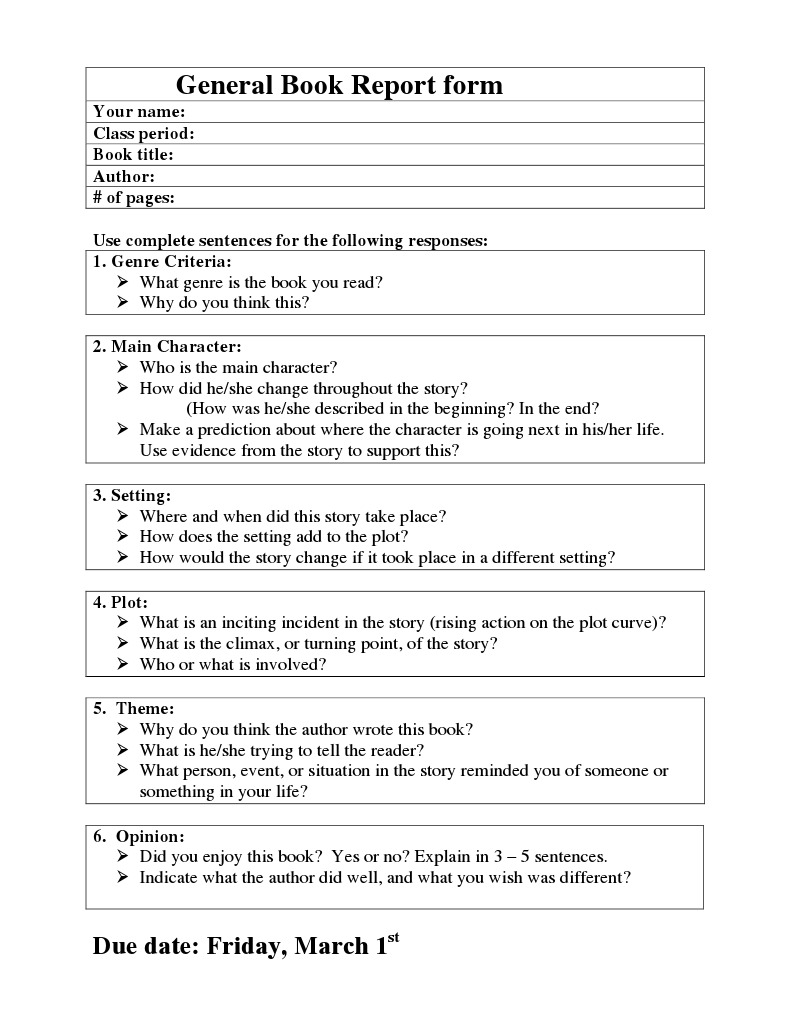 General Book Report Template | PDF