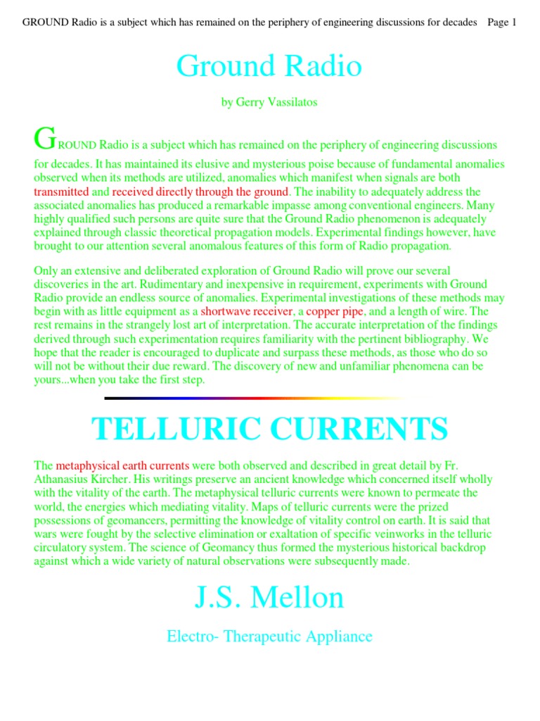 Ground Radio: Exploring Telluric Currents | PDF | Antenna (Radio ...